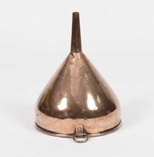 Lot 307 - A large 19th Century copper funnel with