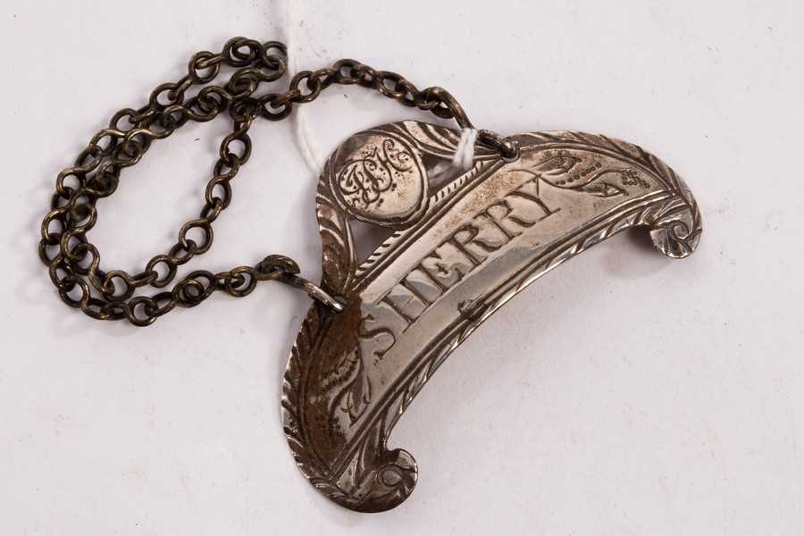 Lot 161 - A late 18th Century Irish silver wine label,