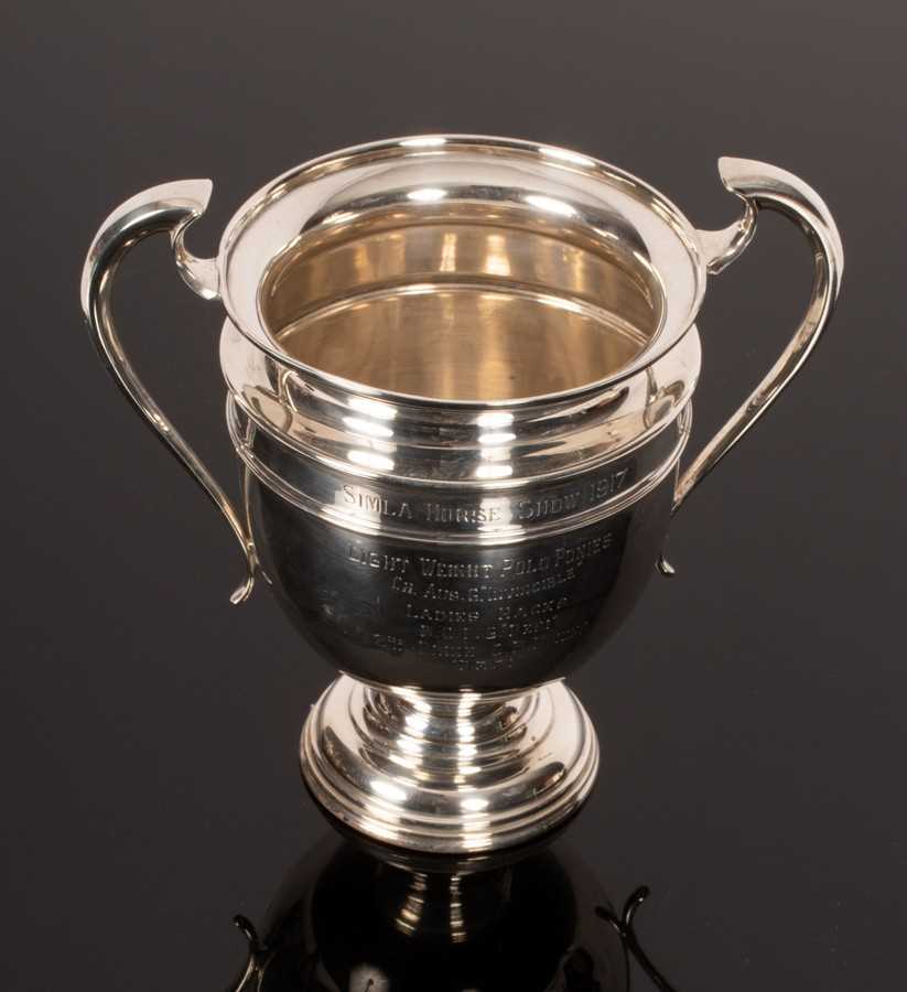 Lot 124 - A two-handled pedestal silver prize cup,