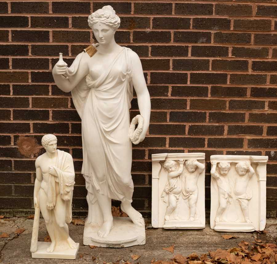 Lot 572 - A large plaster Classical female figure,