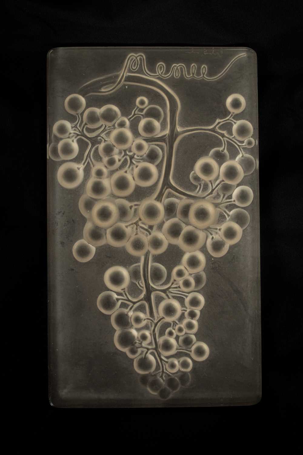 Lot 420 - A Lalique raisin muscat menu plaque